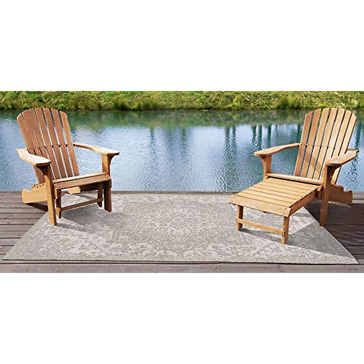 Unique Loom Jill Zarin Outdoor Collection Medallion Area Rug (9' 0 x 12' 0 Rectangular, Gray)