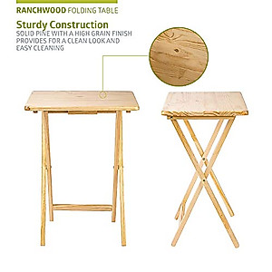 Pearington Ranchwood Folding TV Tray Table for Dining, Laptop Computer Stand, Gaming, Desk, 4-Pack, Natural Wood Finish