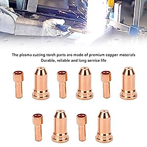 Plasma Cutter Torch Nozzle, 10Pcs Copper Standard Size Lightweight Nozzle Electrode Kit High Temperature Resistant Easy to Use for Replacement