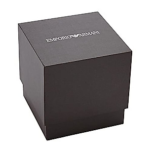 Emporio Armani Men's Stainless Steel Analog-Quartz Watch with Leather Calfskin Strap, Black, 22 (Model: AR11013)