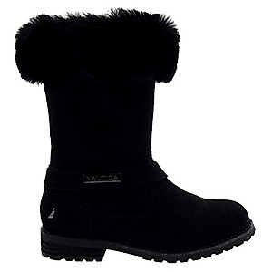 NAUTICA Girls Youth Warm Cold Weather Fashion Boots With Sherpa Fur Upper-Cosima Black-Size-3