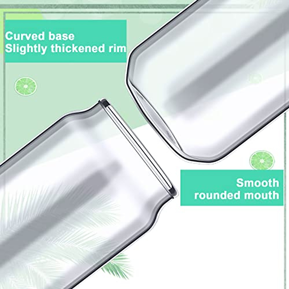 Beer Can Glass with Bamboo Lids and Straw 16 oz Drinking Glasses Can Tumbler Clear Glass Cups Reusable Beer Can Shaped High Borosilicate Glass Great for Smoothies, Tea, Cola, Juice,Soda (4pack)