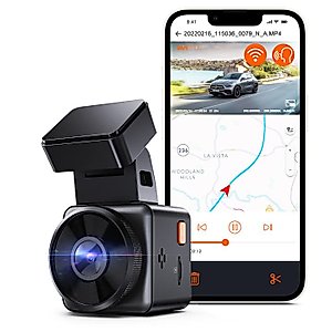 Vantrue E1 Lite 1080P WiFi Mini Dash Cam with GPS and Speed, Free APP, Voice Control Front Car Dash Camera, 24 Hours Parking Mode, Night Vision, Motion Detection, Loop Recording, Support 512GB Max