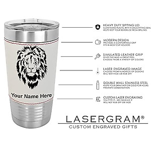 LaserGram 20oz Vacuum Insulated Tumbler Mug, Horse Head 2, Personalized Engraving Included (Faux Leather, Baseball Style)