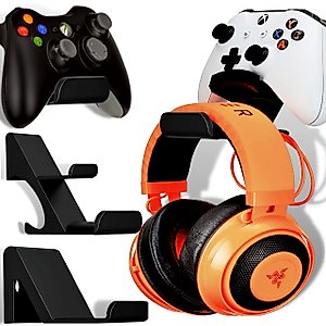 Alnoor USA Gaming Controller Holder, Game Controller Headset Stand Bracket for Xbox Series X S/Xbox one / PS5 / PS4 / NS/PC/Headset