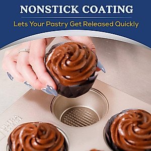 Ultra Cuisine 12-Cup Muffin Pan - Cupcake Tins 12 - Nonstick For Easy Release - Durable And Warp-Resistant - Superior Baking Performance - Muffin Pan No Rust - Aesthetic Baking Experience - Muffin Tin