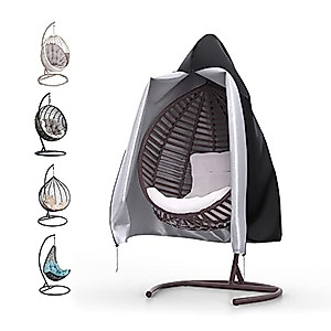 Mrrihand Patio Swing Chair Cover, Waterproof Egg Chair Covers for Outdoor Furniture, Outdoor Windproof Swing Egg Chair Covers with Zipper & Drawstring (74.8”H X 45.3”W, Black)