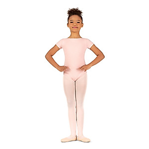 Theatricals Girls Cotton Pinched V-Back Short Sleeve Leotard Purple L TH5559C