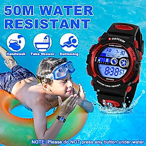 CKV Kids Digital Watch Boys Watches Ages 5-18, Waterproof Multifunctional Sport Watches with 7 LED Backlight Alarm Calendar Timer for Boys