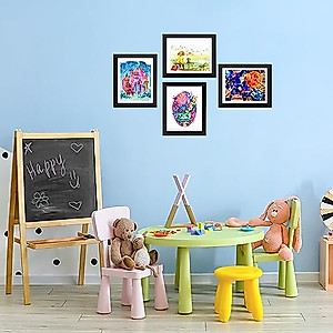 Fixwal Kids Art Frame, 8.5 x 11 Picture Frame for Kid Art Work Changeable, Front Opening Black Kids Artwork Display Frame, Real Glass, for Wall Hanging, Set of 1