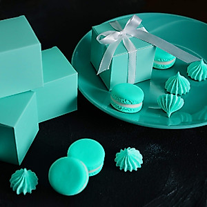Small Cube Turquoise Candy Treat Boxes Bulk Teal Blue Gift Boxes Wedding Favors Baby Bridal Shower Birthday Party Boxes Supplies, 50pc (Aqua Blue)