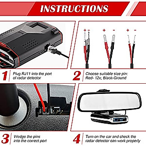 Hydencamm Upgraded Mirror Plug Wire Tap Radar Detector Hardwire Power Cord Kit 16" for Escort Valentine One Uniden Beltronics, Mount RJ11 with Braided Set of 3