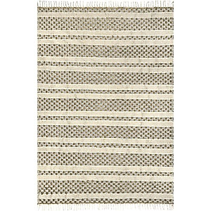 nuLOOM Emma Jute-Blend Flatweave Striped Tassel Area Rug, 5' x 8', Natural