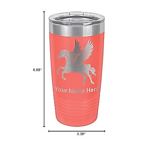 LaserGram 20oz Vacuum Insulated Tumbler Mug, Pegasus, Personalized Engraving Included (Coral)