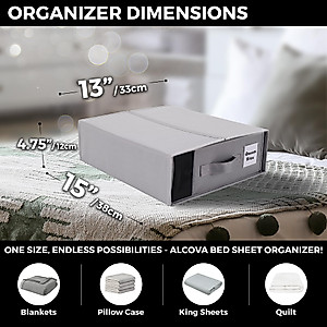 ALCOVA 4 Pack Bed Sheet Organizers and Storage with 1 Bed Sheet Tucker