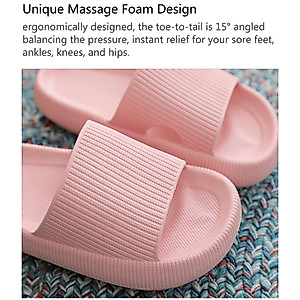 Pillow Slippers for Women, Non-Slip Massage Foam Shower Bathroom Home Floor Thick Sole Quick Drying Cloud Cushion Womens Mens Sandals, Soft Comfortable Platform Open Toe Shoes (Orange, Eur42/43)