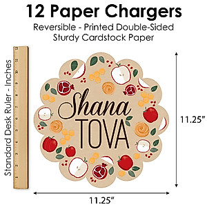 Big Dot of Happiness Rosh Hashanah - Jewish New Year Party Round Table Decorations - Paper Chargers - Place Setting For 12