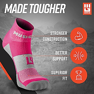 MudGear Quarter Length Socks - Trail Running Socks for Women and Men for Sport, Gym, Running, Yoga, Tennis, Travel, Cycling, Golf - 2 Pack Athletic Low Cut Anti-Slip Workout Socks (Pink/Gray,Medium)