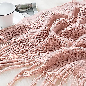 BATTILO HOME Dusty Pink Throw Blanket for Couch, Decorative Accent Soft Blush Throw Blankets for Bed Sofa Chair, 50"x60"