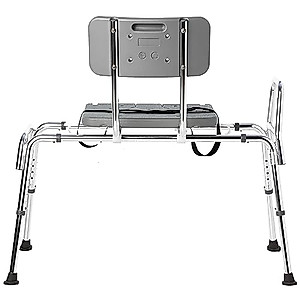 DMI Tub Transfer Bench and Shower Chair with Non Slip Aluminum Body, FSA Eligible, Adjustable Seat Height and Cut Out Access, Holds Weight up to 400 Lbs, Bath and Shower Safety, Transfer Bench,Gray