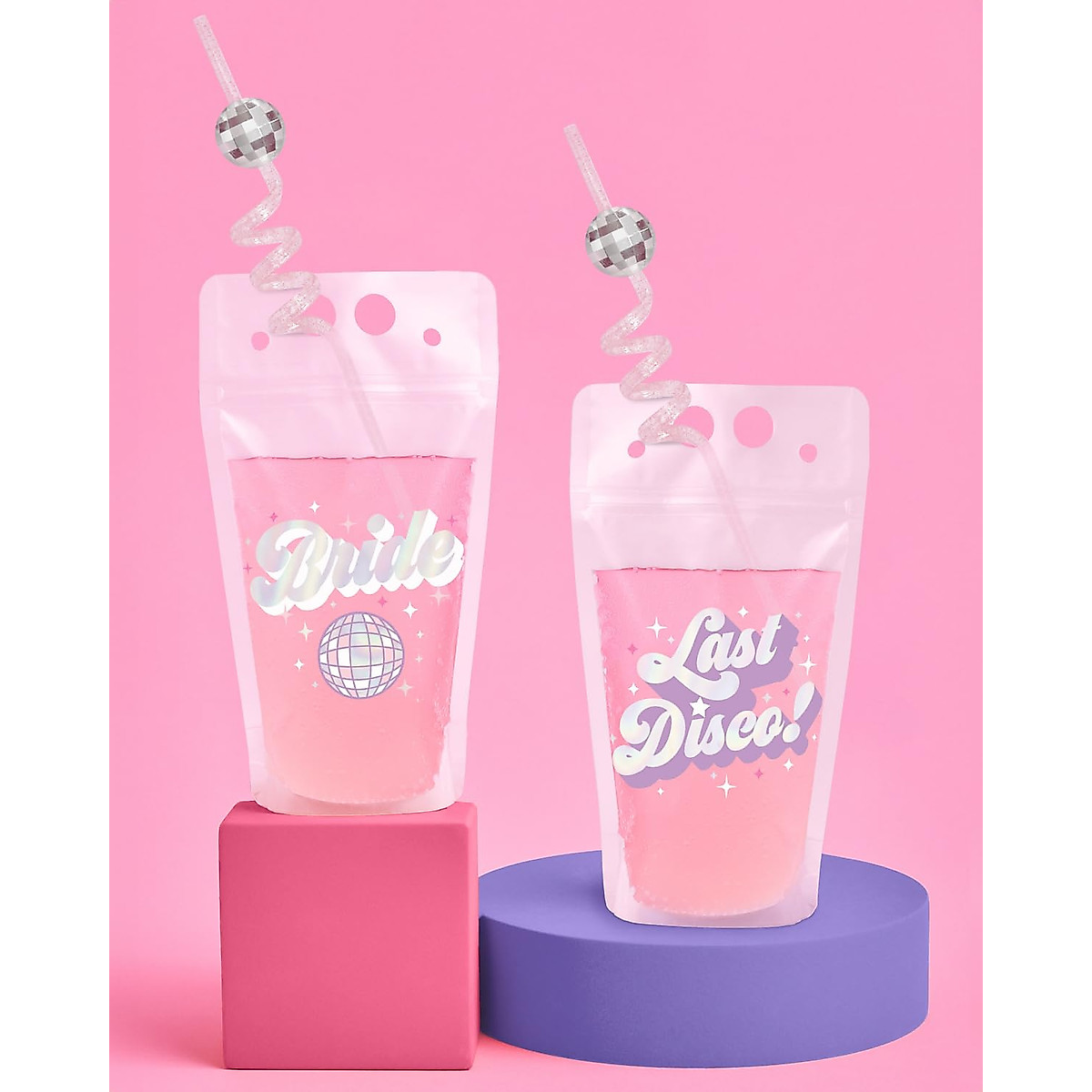 xo, Fetti Bachelorette Party Last Disco Drink Pouches - 15 count | Disco Bach Party Drinkware, Groovy Bridal Shower Party Cups, Bridesmaid Favor, Bride to Be Gift, 70's Dancing Queen Supplies