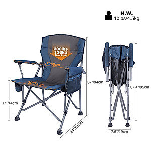 REDCAMP Oversized Camping Chairs for Adults 500lbs, Heavy Duty Hard Arm Portable Folding Chairs for Outside, Firm Outdoor Hunting Sports Chairs for Big and Tall Person