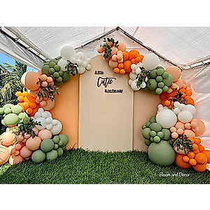 Oopat DIY Orange Balloon Arch Garland Kit Little Cutie is on the Way Baby Shower Gender Neutral Orange Citrus Kids Birthday Party Backdrop Decorations (Sage Green Orange)