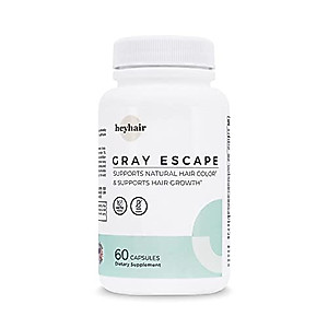 heyhair Gray Escape Advanced Anti Gray Hair Growth Supplement - Catalase, Saw Palmetto, Biotin, FoTi, PABA (2 Capsules per Day / 1 Month Supply)