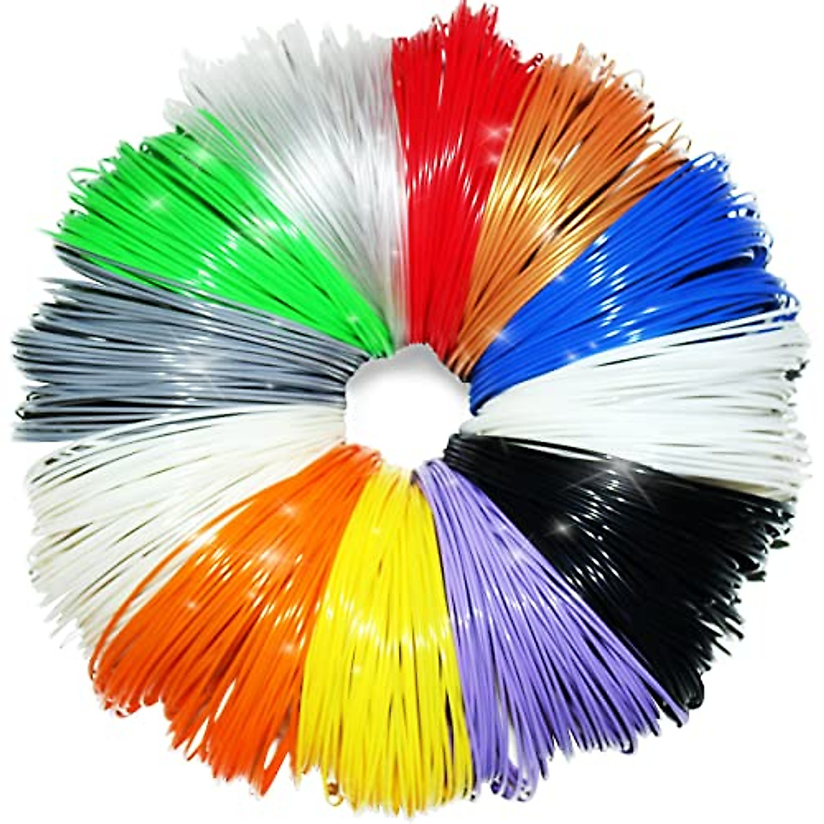 3D Pen Filament Refills - 1.75mm ABS Printer Refill Pack - 240 Linear Feet in 20 Foot Lengths Per Color - 80 Stencil E-Book & Bonus Glow in The Dark Color Included by 3D Artist Supply