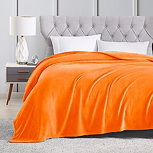 EXQ Home Fleece Blanket Orange Throw Blanket for Couch or Bed - Microfiber Fuzzy Flannel Blanket for Adults or Kids