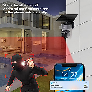 PORTOCAM Security Camera Outdoor, Pan Tilt 360°View Solar Battery Powered Rechargeable Wireless Spotlight Security System, 1080P Full-Color Night Vision, 2-Way Talk, Motion Detection, and Cloud S30