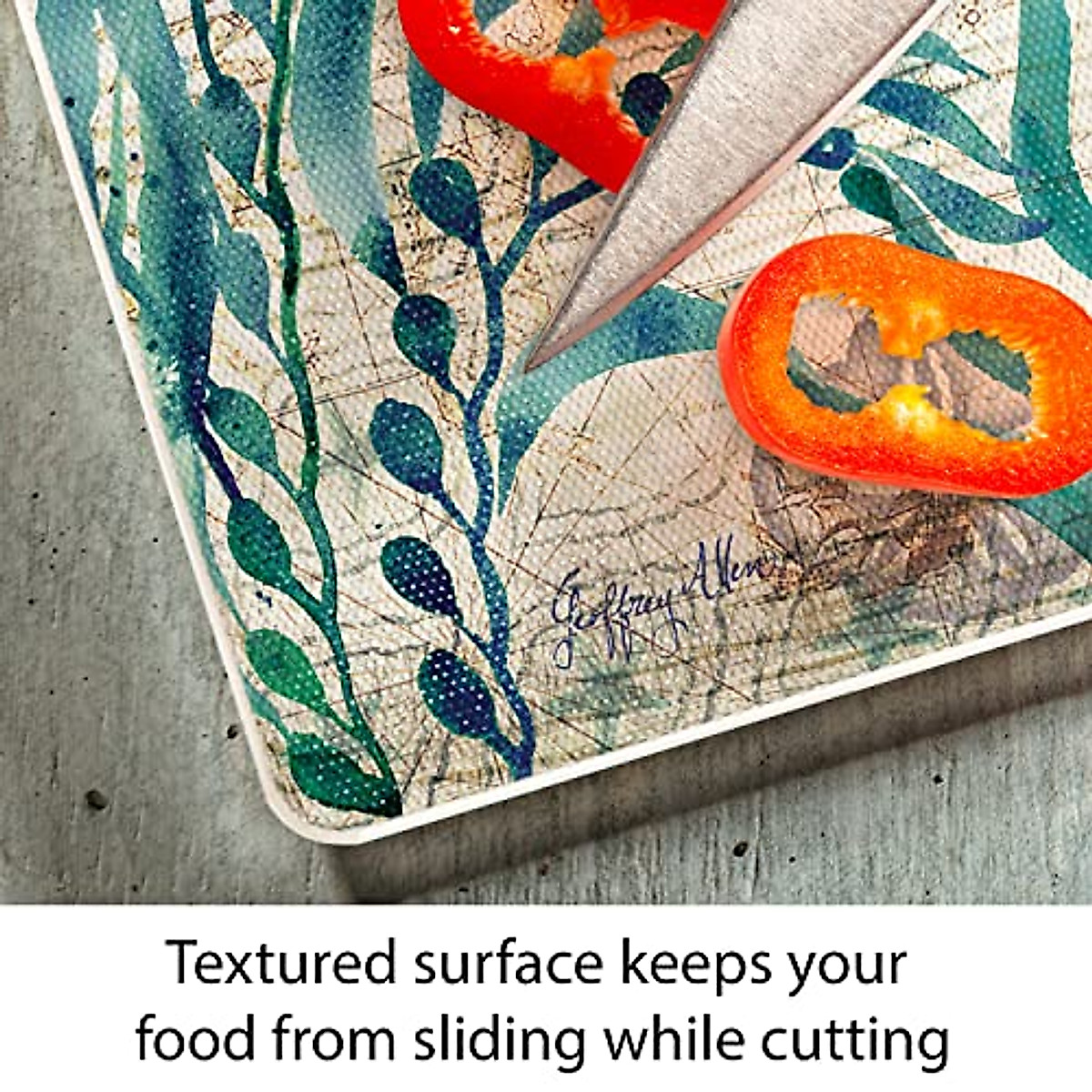 CounterArt Monterey Bay Turtle 3mm Heat Tolerant Tempered Glass Cutting Board 15” x 12” Manufactured in the USA Dishwasher Safe