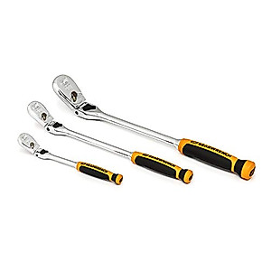 GEARWRENCH 3 Pc. 1/4", 3/8" & 1/2" Drive 90 Tooth Dual Material Locking Flex Head Ratchet Set - 81298T, Multi, One Size