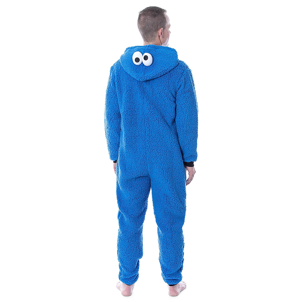 MJC International Sesame Street Adult Cookie Monster Sherpa Union Suit Costume Pajama For Men Women (Large), Cookie Blue