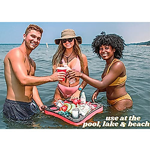 Polar Whale Floating Drink Holder Red and Black Refreshment Table Tray for Pool or Beach Party Float Lounge Durable Black Foam 17.5 Inches Large 10 Compartment UV Resistant