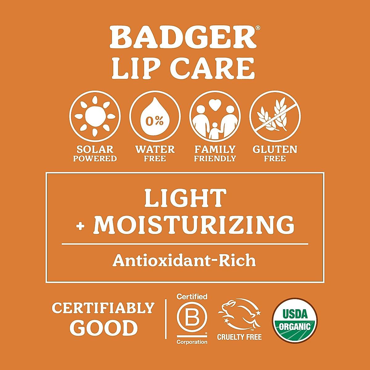 Badger Lavender Orange Classic Lip Balm, 100% Organic Lip Balm, Long Lasting Lip Care w/Light Silky Texture, Uplifting Orange & Calming Lavender Lip Balm, 4 Pack