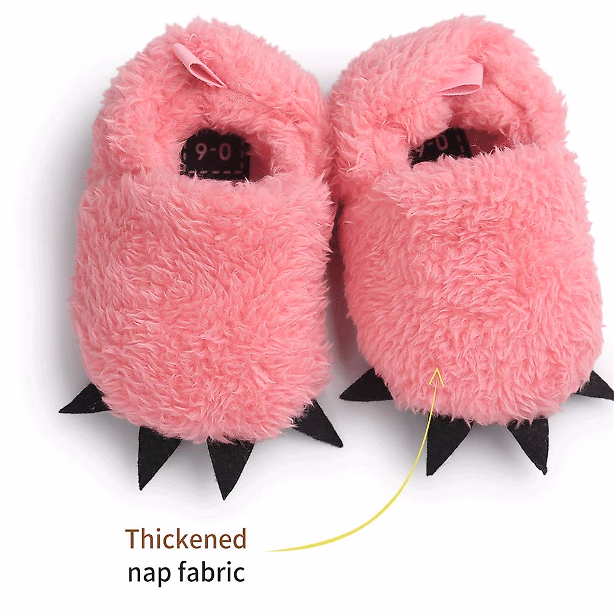 CoKate Baby Boys Girls Soft Plush Slippers Bear PAW Animal Boots Toddler Infant Crib Shoes Winter House Shoes (12-18 Months, Dark Pink)