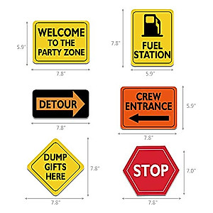 WERNNSAI Construction Zone Party Decorations - 12 PCS Size 8” Traffic Sign Cutouts for Boys Kids Birthday Party Construction Theme Party Supplies