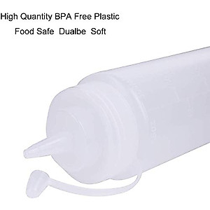 Bekith 12 pack 16 Oz Wide Mouth Plastic Squeeze Condiment Bottles with Twist On Cap Lids and Discrete Measurements, Empty Squirt Bottle For Sauce, Ketchup, Paint