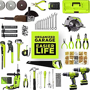 STURDY Power Tool Organizer Wall Mount - Heavy Duty Garage Organizer - Drill Holder - Tool Storage Rack for Handheld and Power Tools - Drill Storage Rack for Garage Organization (8 hooks)