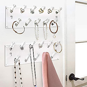 Ikee Design Multipurpose Acrylic Wall mounted Jewelry Stand Organizer, Bracelets Rings Bangles Display Rack for Store, Showcase, Trade Show, Set of 2, Clear, 13”W x 4 1/4”D x 1 3/4”H