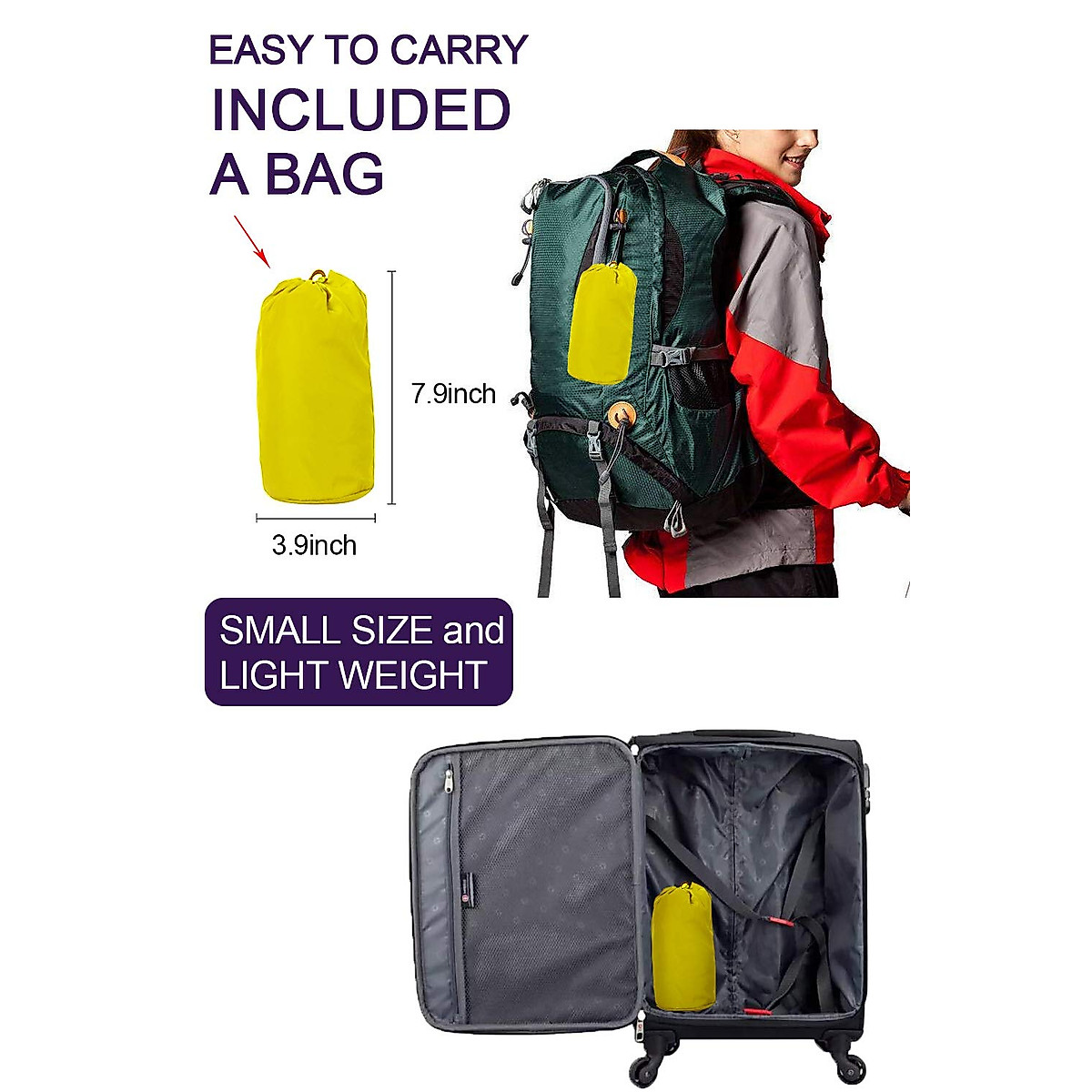 LOMON Raincoats Waterproof Lightweight Rain Jacket Active Outdoor Hooded Women's Trench Coats(Black XL)