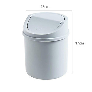 Emivery Plastic Desktop Mini Waste Can with Swing Lid Tiny Trash Can Trash Bin Pencil Holder for Desk Car Office Kitchen,White
