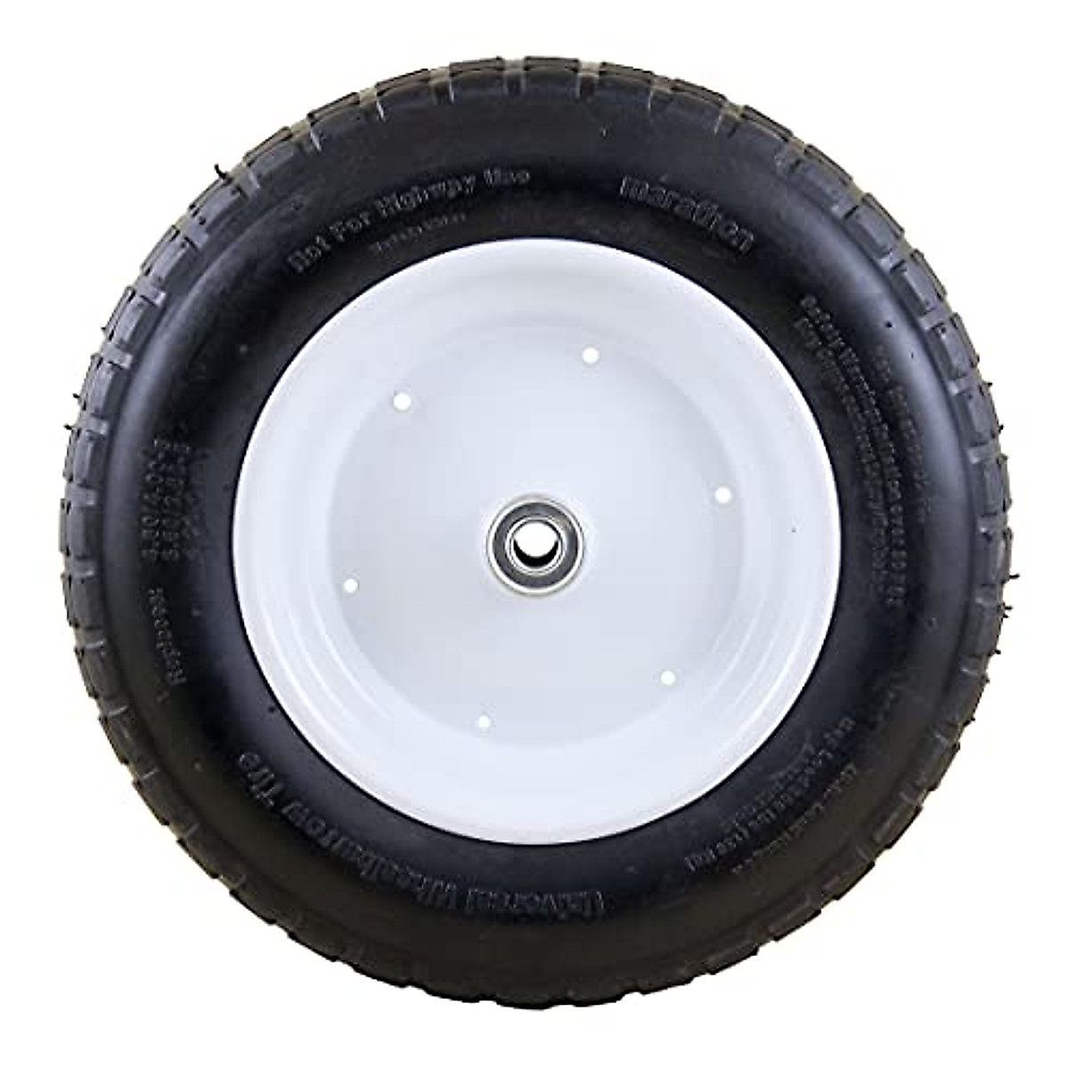 Marathon 14.5" Universal Replacement Wheelbarrow Wheel with Adapter Kit, Black