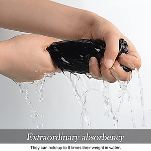 SINLAND Microfiber Face Cloths Reusable Makeup Remover Washcloths Super Soft and Absorbent Fingertip Face Towels for Sensitive Skin Women 12 x 12 Inch 6 Pack Black