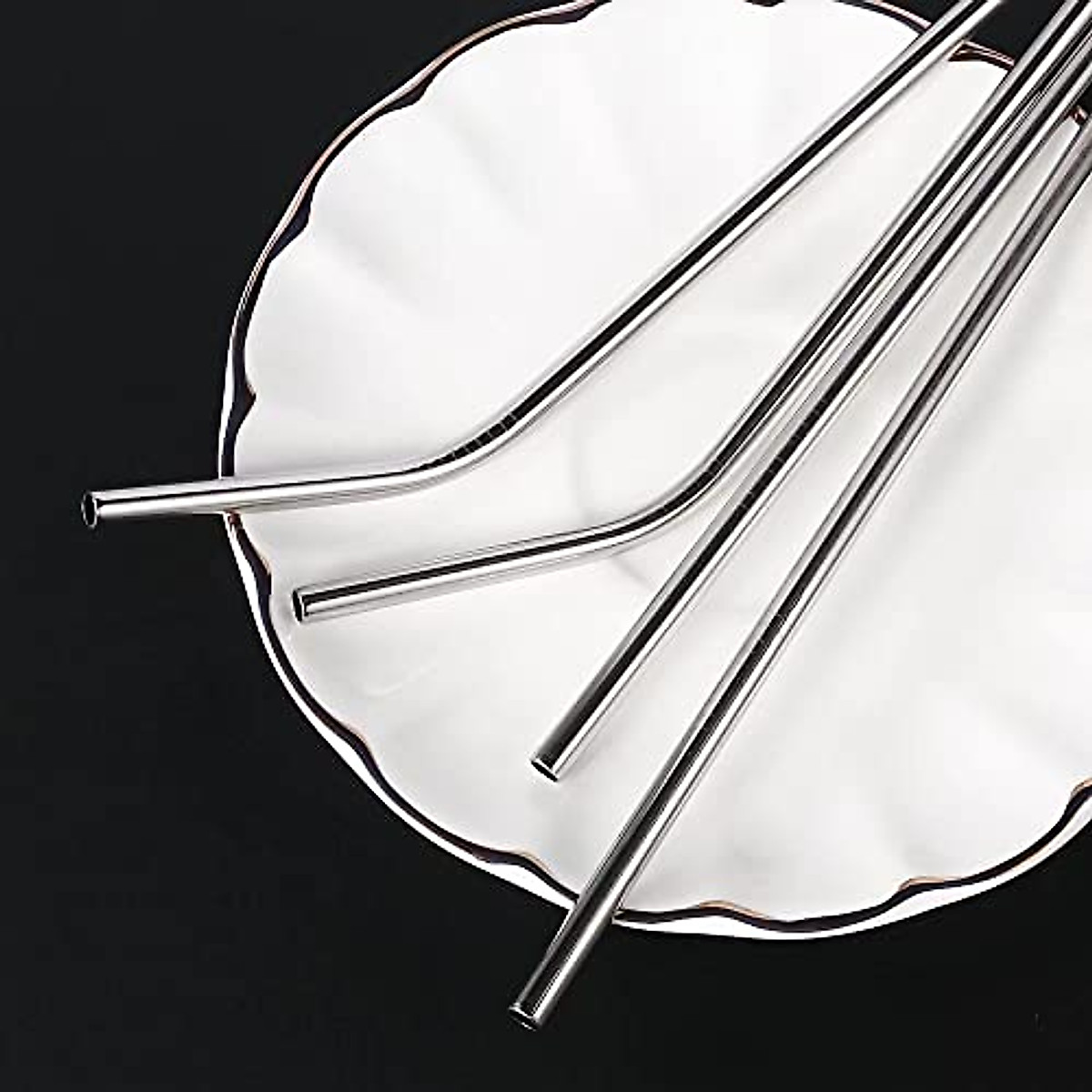 8 Pack Silver Reusable Metal Straws Stainless Steel Straws with Silicone Tip & Travel Case & Cleaning Brush for 20-30oz Yeti Tumblers Dishwasher Safe Eco-friendly Portable