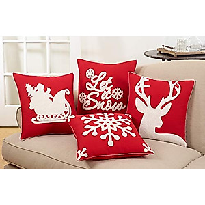 SARO LIFESTYLE Bonnes Fêtes Collection Reindeer Design Cotton Blend Christmas Pillow with Down Filling, 18"