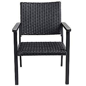 C-Hopetree Outdoor Lounge Chair for Outside Patio Porch, Metal Frame, Black All Weather Wicker