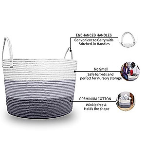 UFREE Extra Large Cotton Rope Basket XXXLarge, Wide 21.7'13.8' Decorative Laundry Hamper Basket Tall Blanket Storage Basket for Living Room Large Blanket Basket