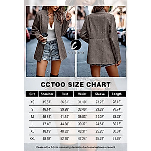 CCTOO Women's Coat Casual Open Front Blazer Long Sleeve Stand Collar Solid Trench Business Work Office Jacket Outwear Coffee X-Small